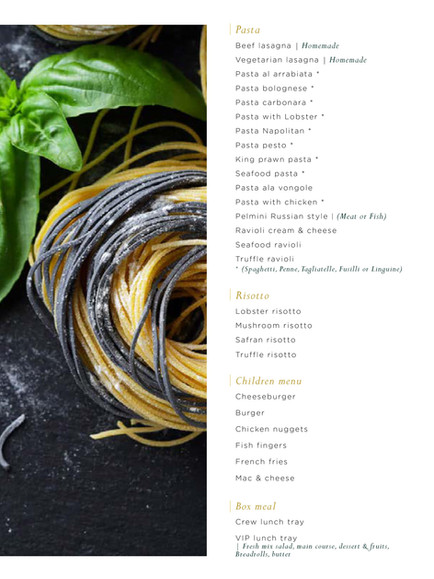 Menu | Inflight Chef Delight