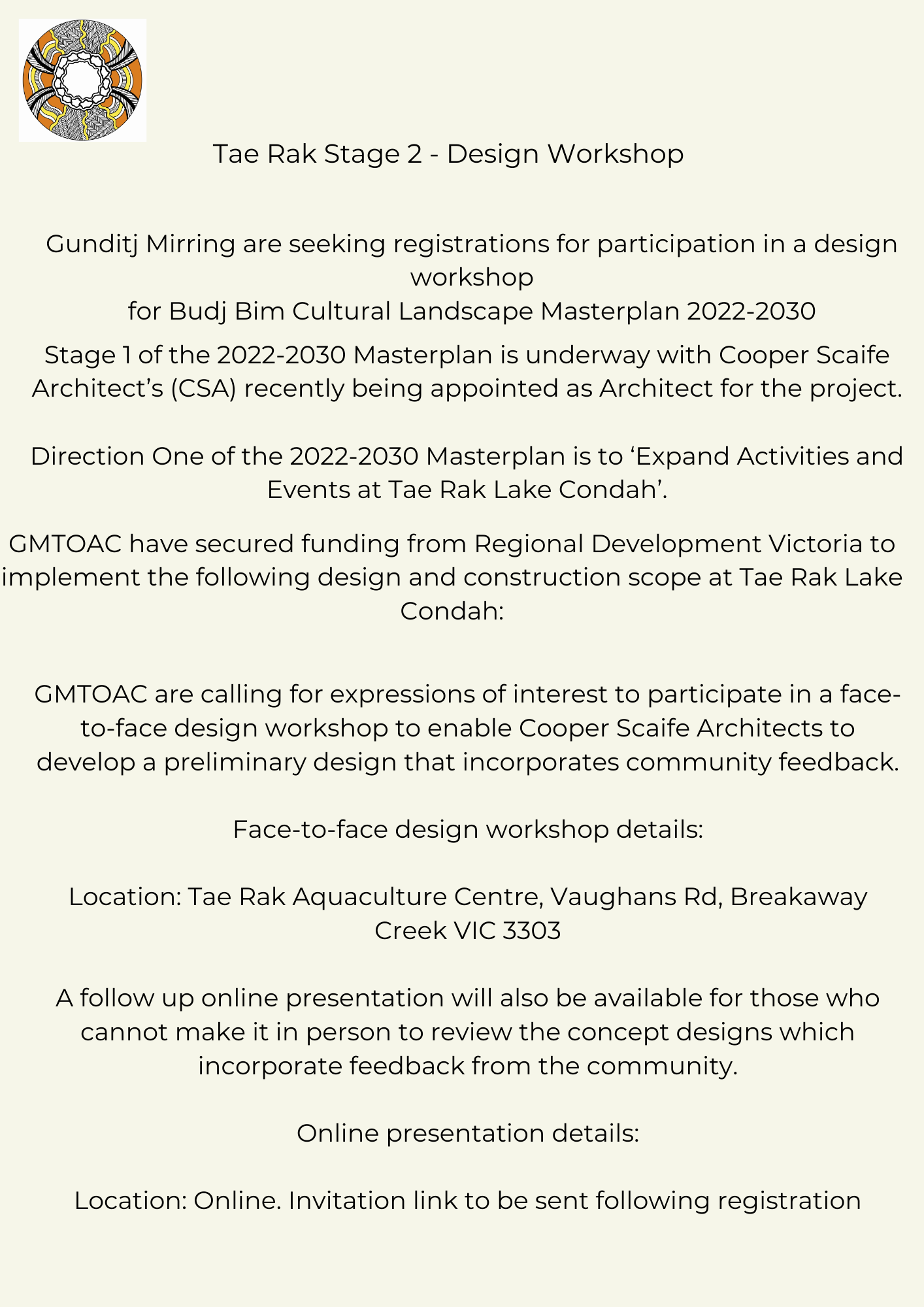 Tea Rak Stage 2 - Follow up presentation | gunditjmirring