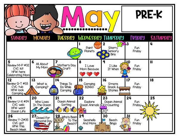 Preschool Calendar May | Mysite