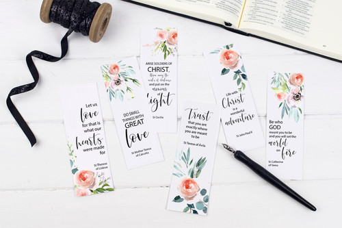 Catholic Floral Bookmarks - Catholic Saint Quotes, | christianletteringco