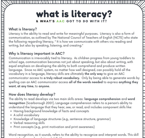 What is Literacy Handout | AACcessible