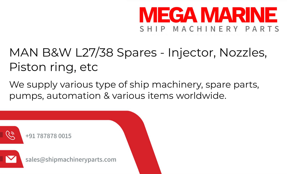 For Sale: MAN B&W L27/38 Spares - Injector, Nozzles, Piston ring, etc