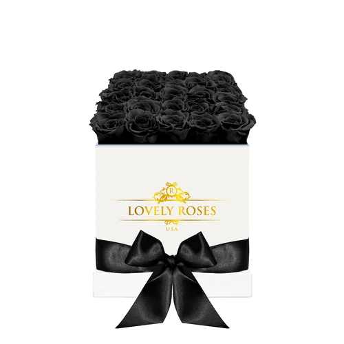 Large Square Black Preserved Roses | Lovely Roses