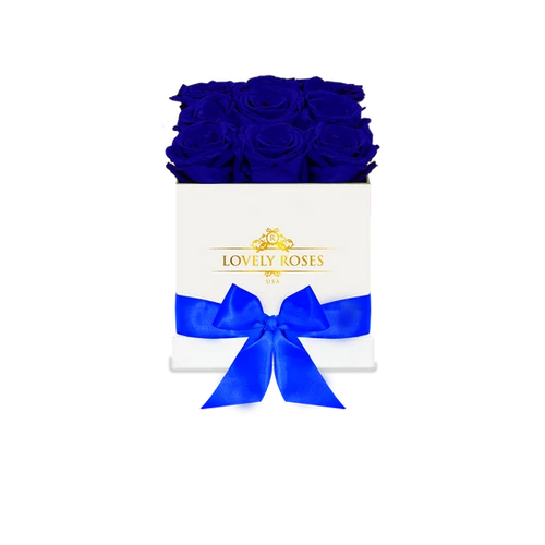 Medium Square Royal Blue Preserved Roses | Lovely Roses