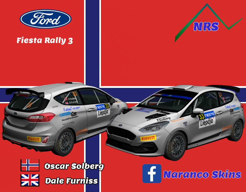 Skin RBR Oscar Solberg 🇳🇴 - Dale Furniss 🇬🇧 (Ford Fiesta Rally3 ...