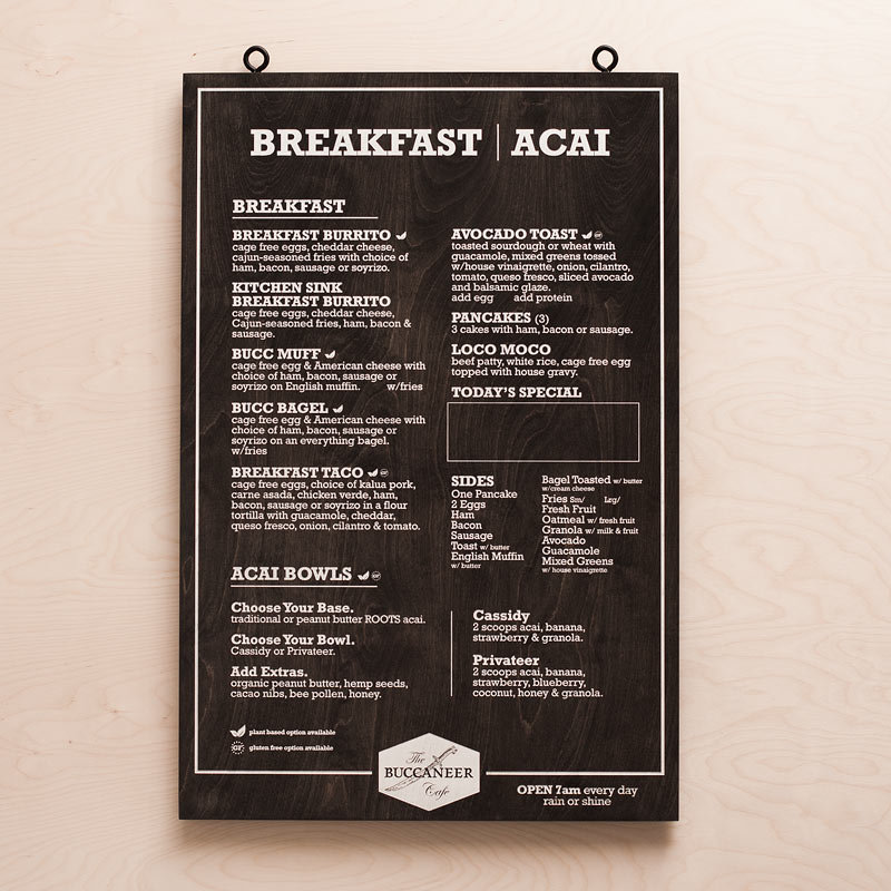 Outdoor Wood Breakfast Menu Sign