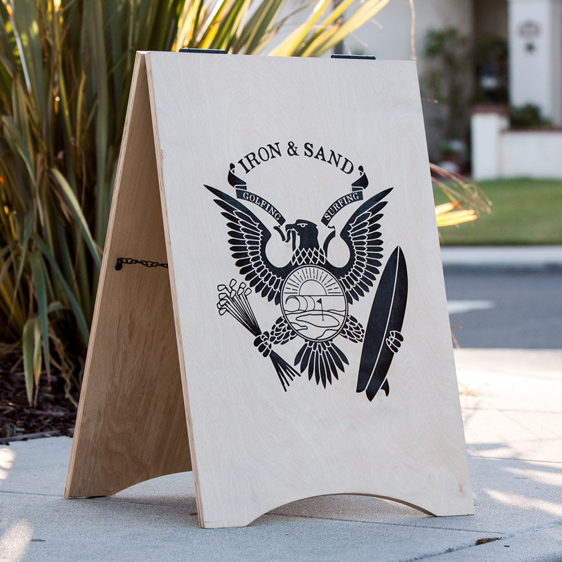 Iron & Sand Wood A-frame Sign