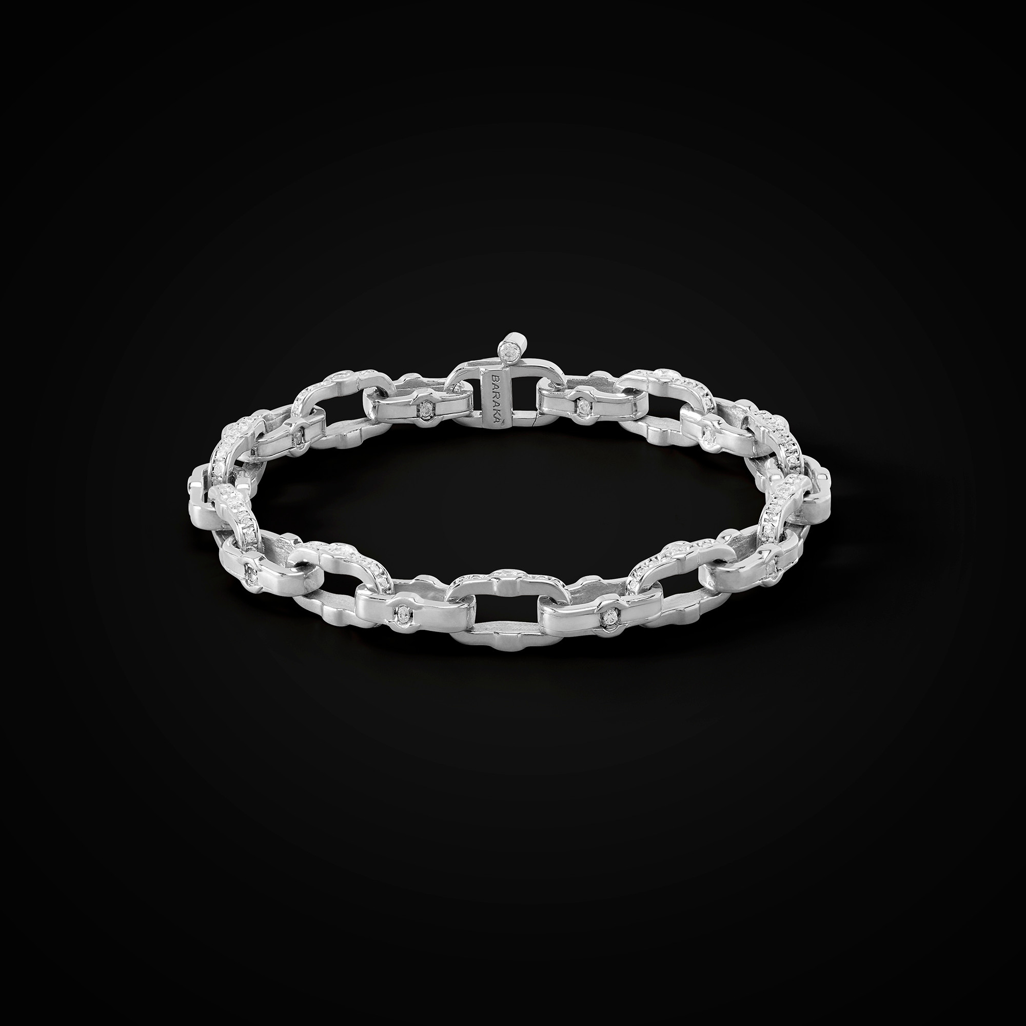 Lui e Lei central diamond and pave bracelet, size L | Barakà Jewelry
