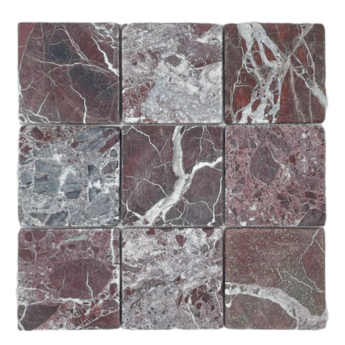 Rosso Levanto Tumbled 4" X 4" | Cercan Tile