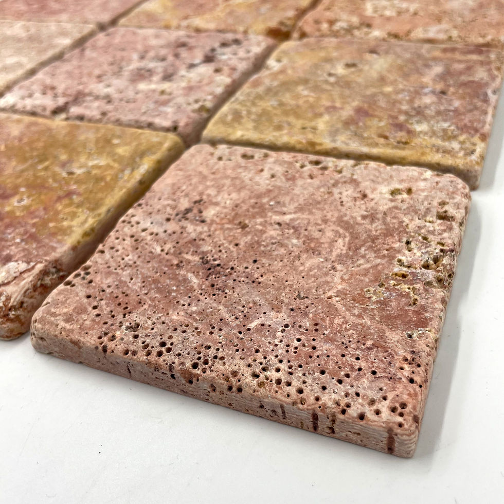 Travertine Rosso Tumbled 4" X 4" | Cercan Tile
