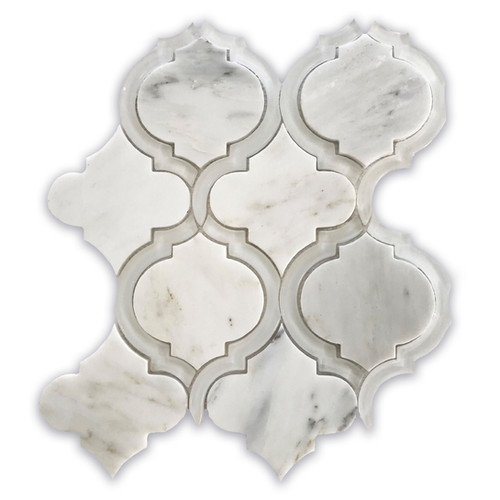 Waterjet Arabesque Sino & White Glass | Cercan Tile