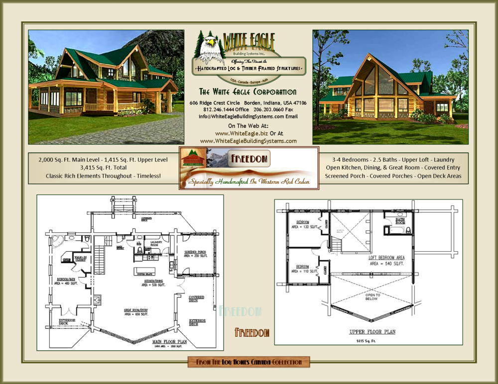 44 Designs For Handcrafted Log Homes