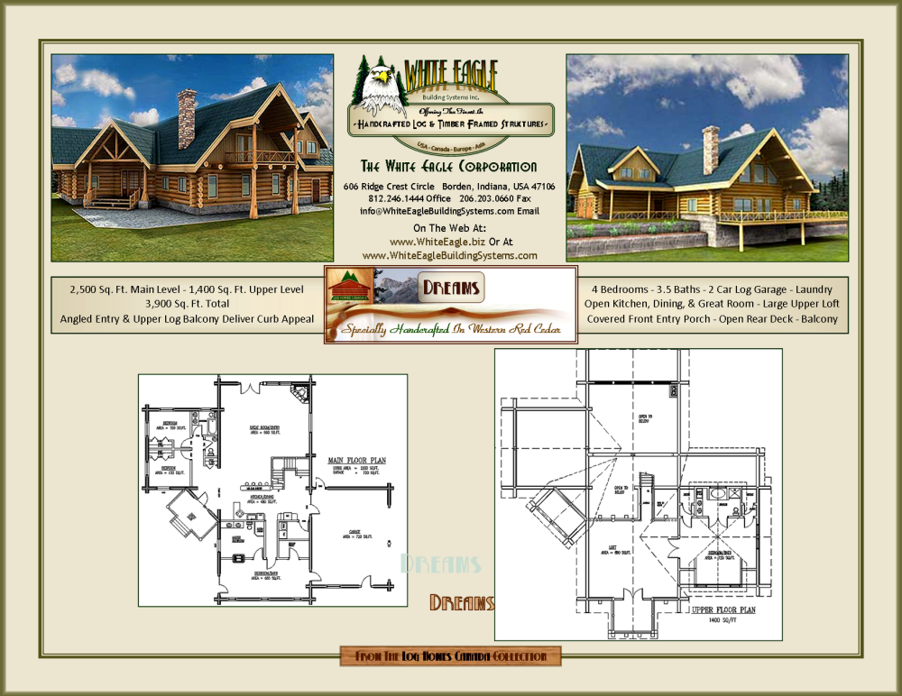 44 Designs For Handcrafted Log Homes