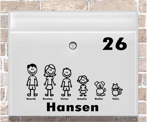 Figur / Figurer med navn + Stort efternavn + Stort Nr. fra | CM Sticker