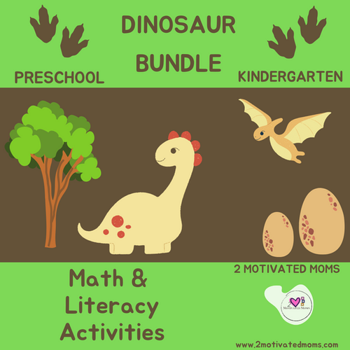 Dinosaur Literacy & Math Bundle | 2 Motivated Moms