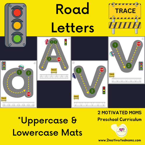 Road Tracing Letter Mats | 2 Motivated Moms