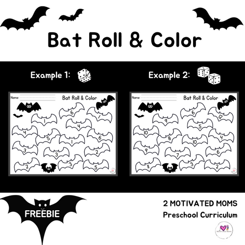 Bat, Halloween Roll & Color Freebie | 2 Motivated Moms