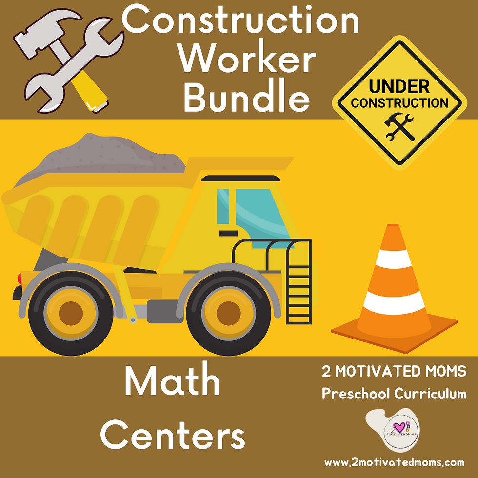 Community Helpers, Construction Worker Math Bundle | 2 Motivated Moms