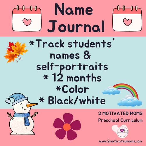 Monthly Name & Self-Portrait Journal | 2 Motivated Moms