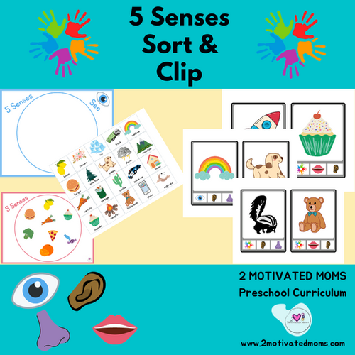 5 Senses Sort & Clip | 2 Motivated Moms