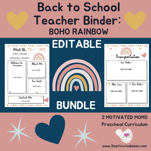 Back to School, Boho Rainbow Teacher Binder | 2 Motivated Moms