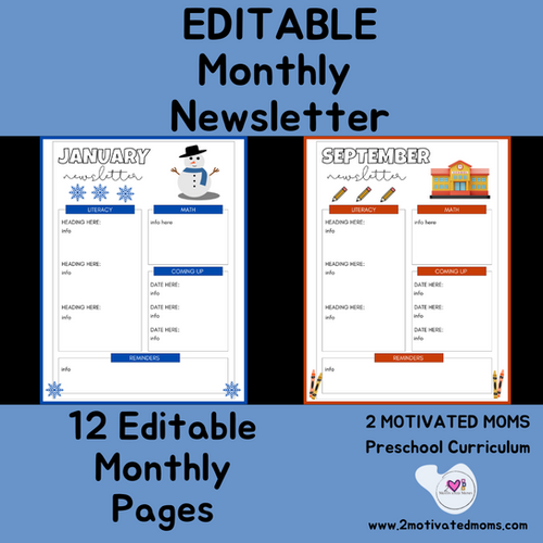 Editable Themed Monthly Newsletter | 2 Motivated Moms