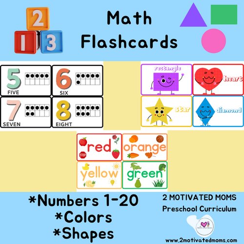 Math Ring Flashcards, Numbers, Colors, Shapes | 2 Motivated Moms