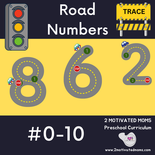 Road Tracing Numbers | 2 Motivated Moms