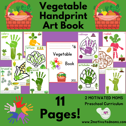 Vegetable Handprint Art Book, Nutrition | 2 Motivated Moms