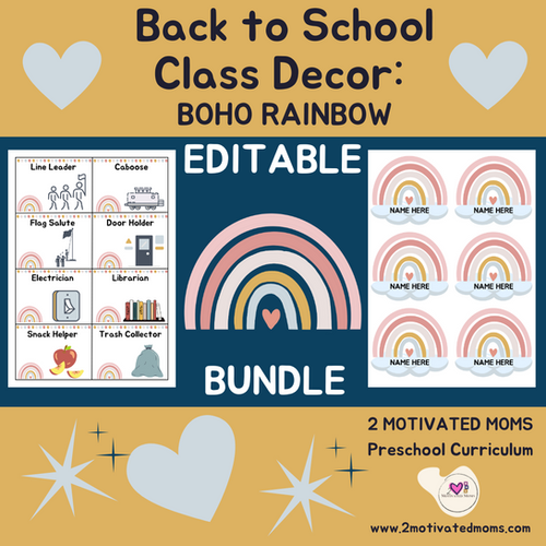 Boho Rainbow Classroom Decor, Back to School | 2 Motivated Moms