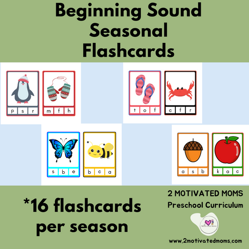 Beginning Sound Seasonal Flashcards | 2 Motivated Moms