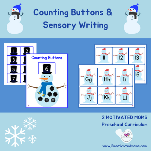 Counting Buttons & Sensory Writing | 2 Motivated Moms