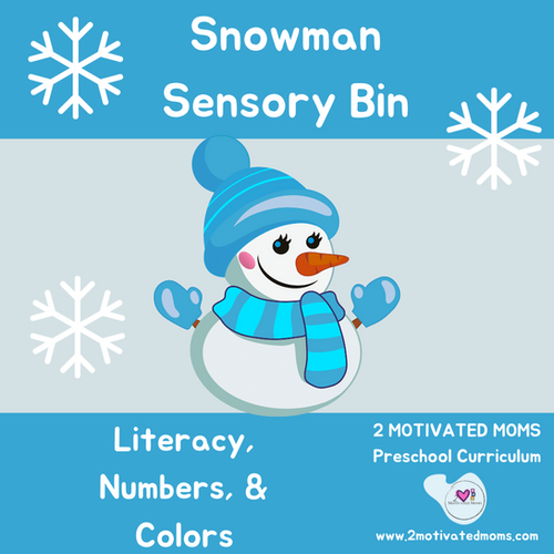 Winter Snowman Sensory Bin | 2 Motivated Moms