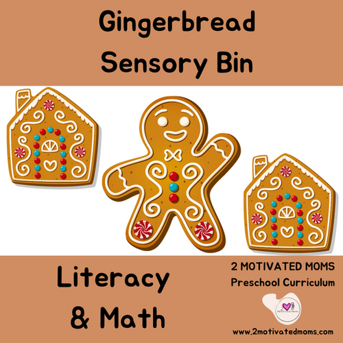 Holiday Gingerbread Sensory Bin, Math, Literacy | 2 Motivated Moms