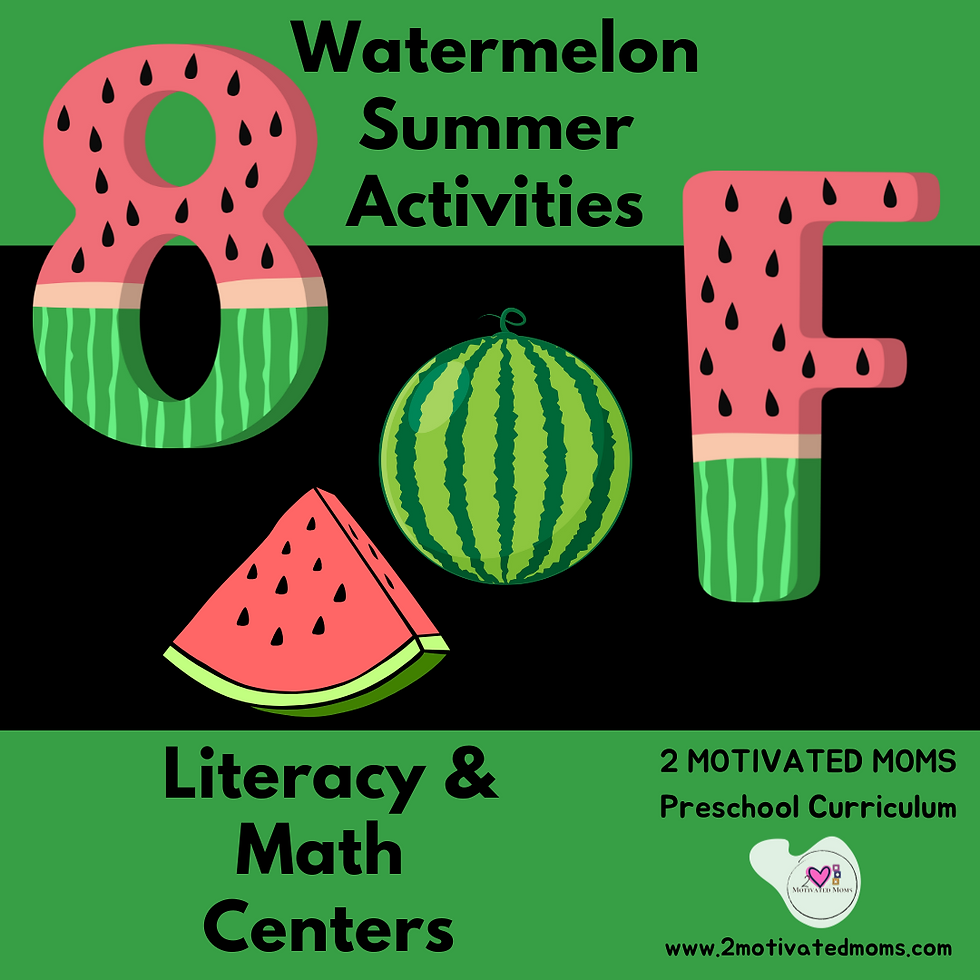 Watermelon, Summer Math & Literacy Activities | 2 Motivated Moms