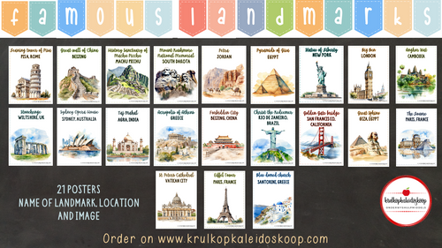 Famous Landmarks Posters - Digital | Krulkopkaleidoskoop