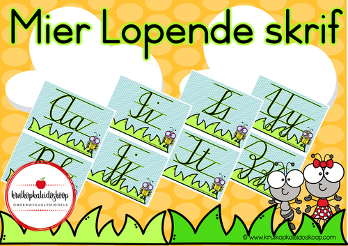 Mier Lopende Skrif Alfabet - Digitaal | Krulkopkaleidoskoop