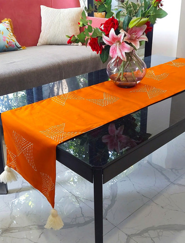 Terracotta Hand Painted Table Runner | Throwpillow
