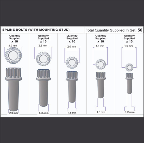 Spline Bolts Resin 1/8 1/12 1/16 Scale Transkit Upgrade Qty 50 ...