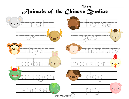 Animals of the Chinese Zodiac Printable | Lil Dude Learning