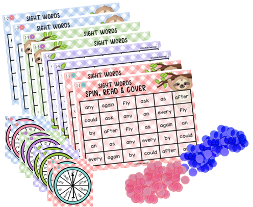 Class Pack: 1st Grade Sight Word Spin, Read & Cover | Lil Dude Learning