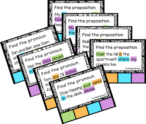Pronouns & Prepositions Clip Cards | Lil Dude Learning