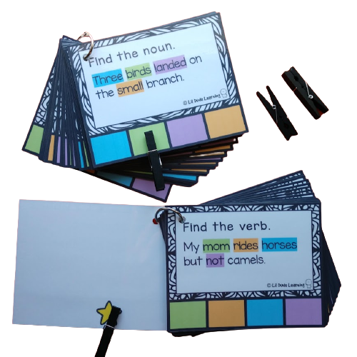 Nouns & Verbs Clip Cards | Lil Dude Learning