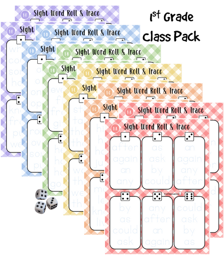 Class Pack: 1st Grade Sight Word Roll & Trace | Lil Dude Learning
