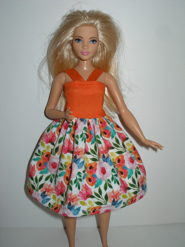Curvy Barbie - Orange Floral Dress | Mysite 1