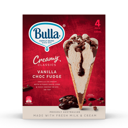 Bulla Creamy Classics Cone 4's | Five Star Gourmet
