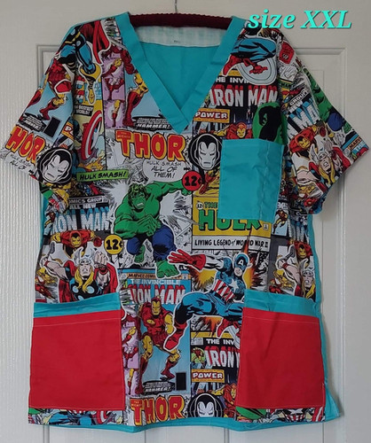 Scrub Top - Marvel bright - XXL | Get Scrubbed WA Ltd