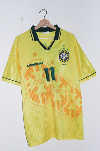 1994 World Cup Umbro Brazil Home Kit #11 Romario Jersey (Rare) (L-XL ...