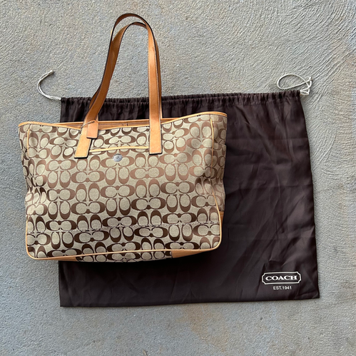 Old School Coach Monogram Leather Strap Large Shoulder Bag w/ dustbag ...