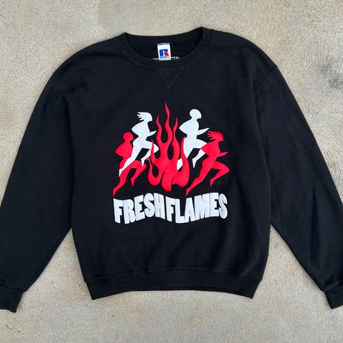 FRESH FLAMES VINTAGE RUNNING FLAME SWEATSHIRT (M, M-L, L-XL, XL, XL+ ...